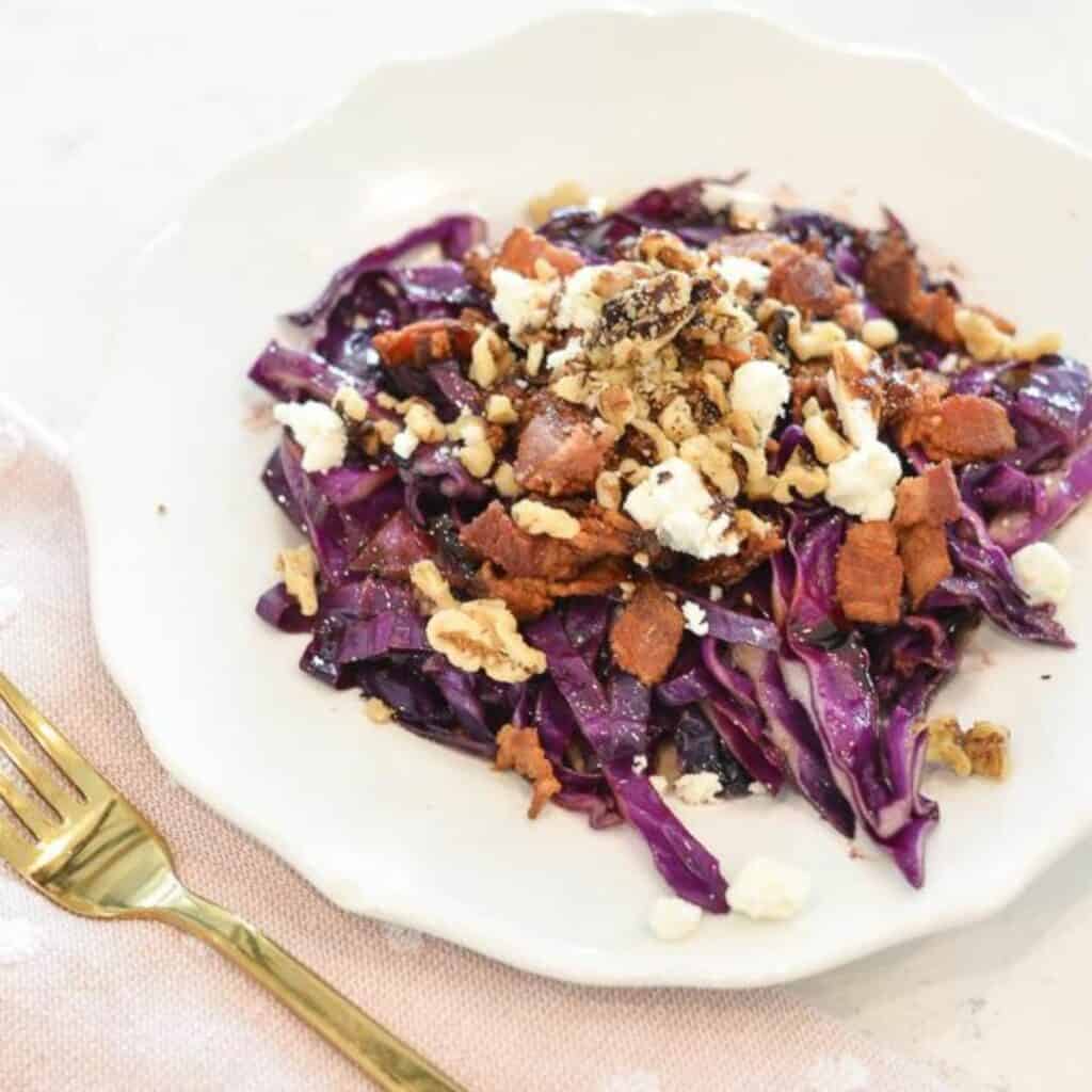 Warm Red Cabbage Salad with Bacon & Balsamic