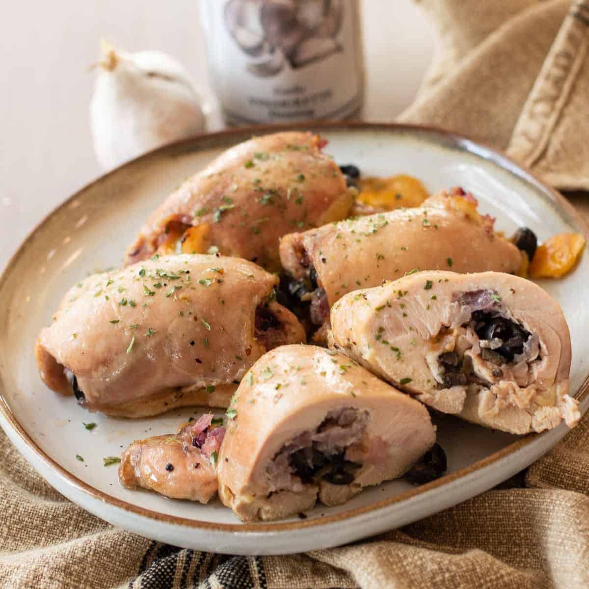 Garlic Stuffed Chicken Thighs - This Vivacious Life